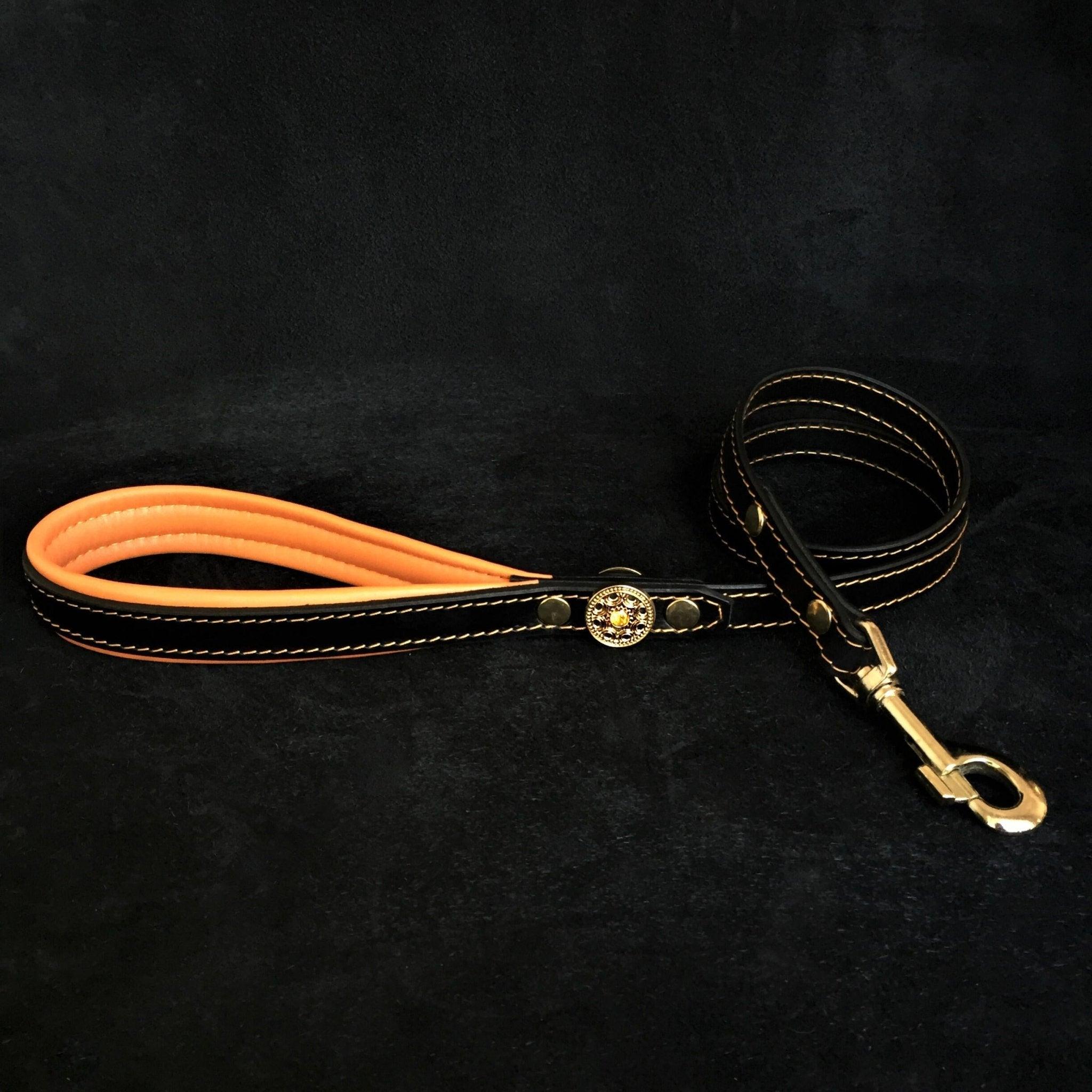 Bestia studded genuine leather dog leash with rivets – Bestia Collars
