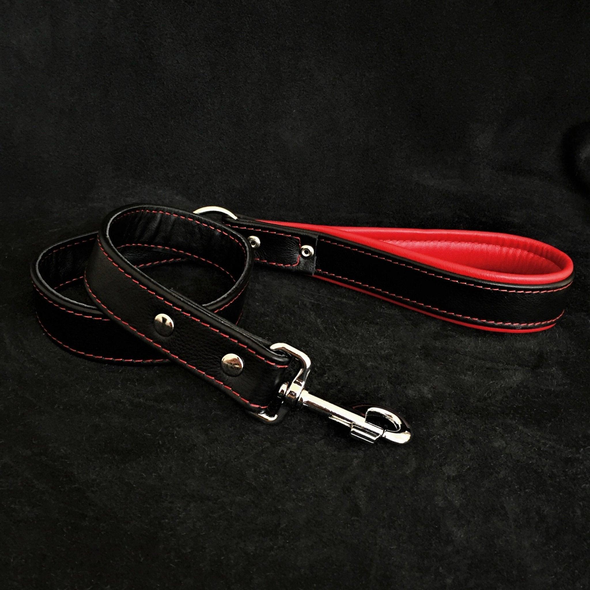 Bestia genuine leather black spiked leash – Bestia Collars