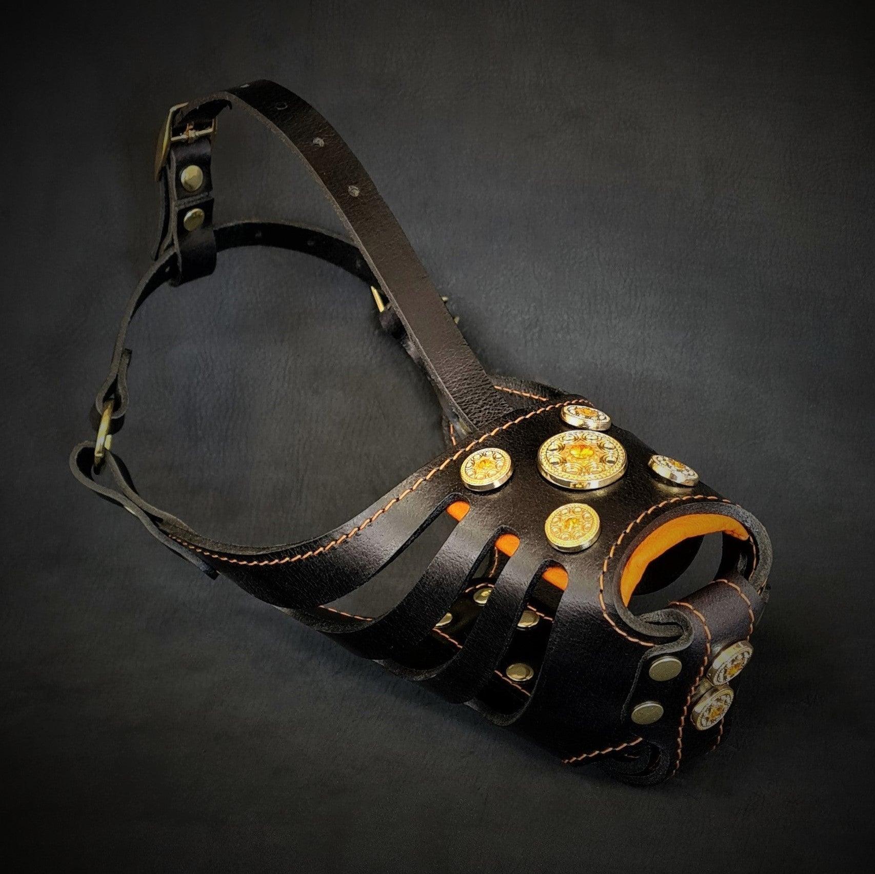 The ''Bijou'' Basket Muzzle Black & Orange – Bestia Collars