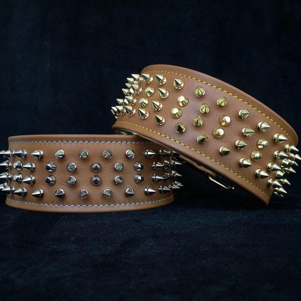 Double layer 2.8 inch wide genuine leather dog collar by Bestia ...