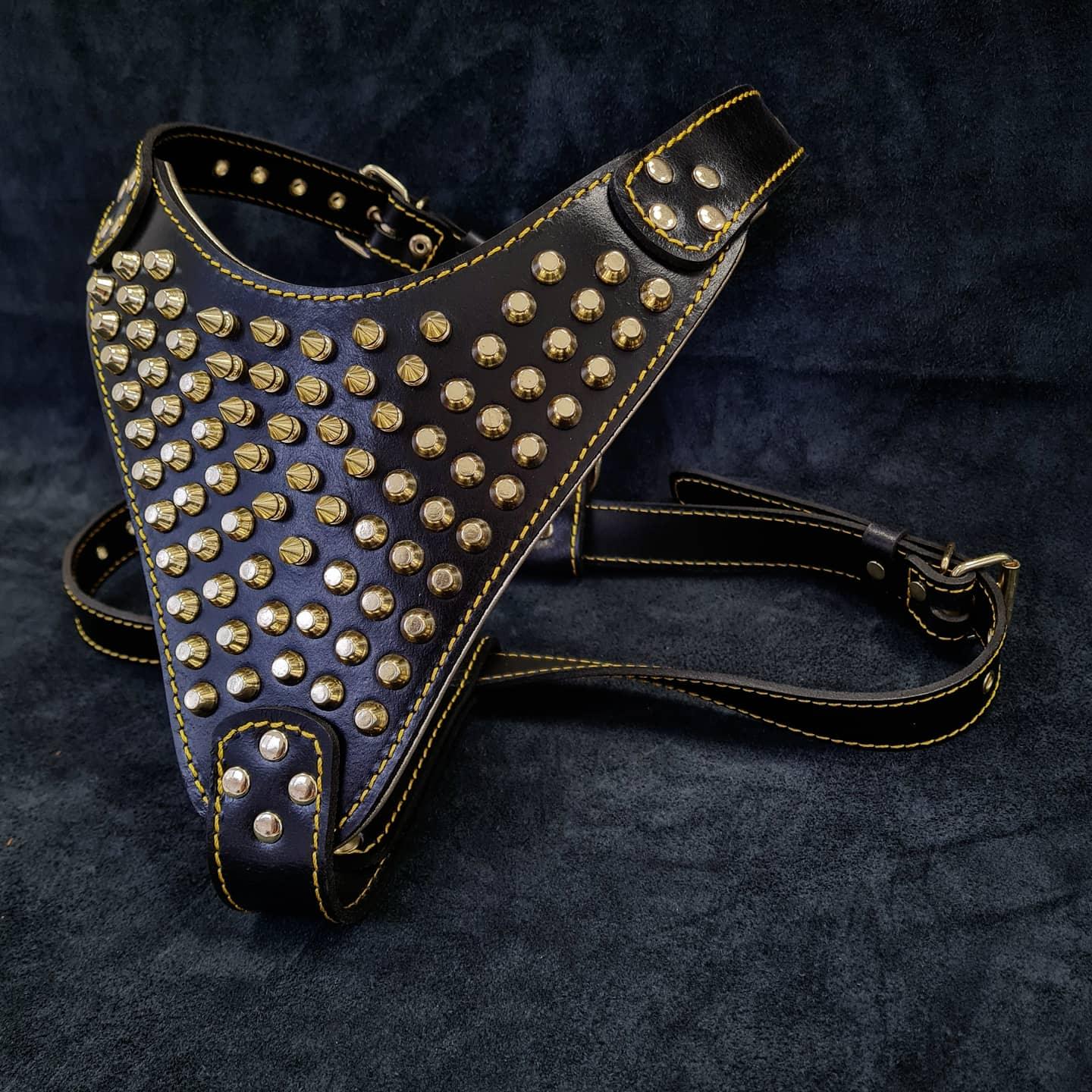 The Gladiator genuine leather dog harness – Bestia Collars